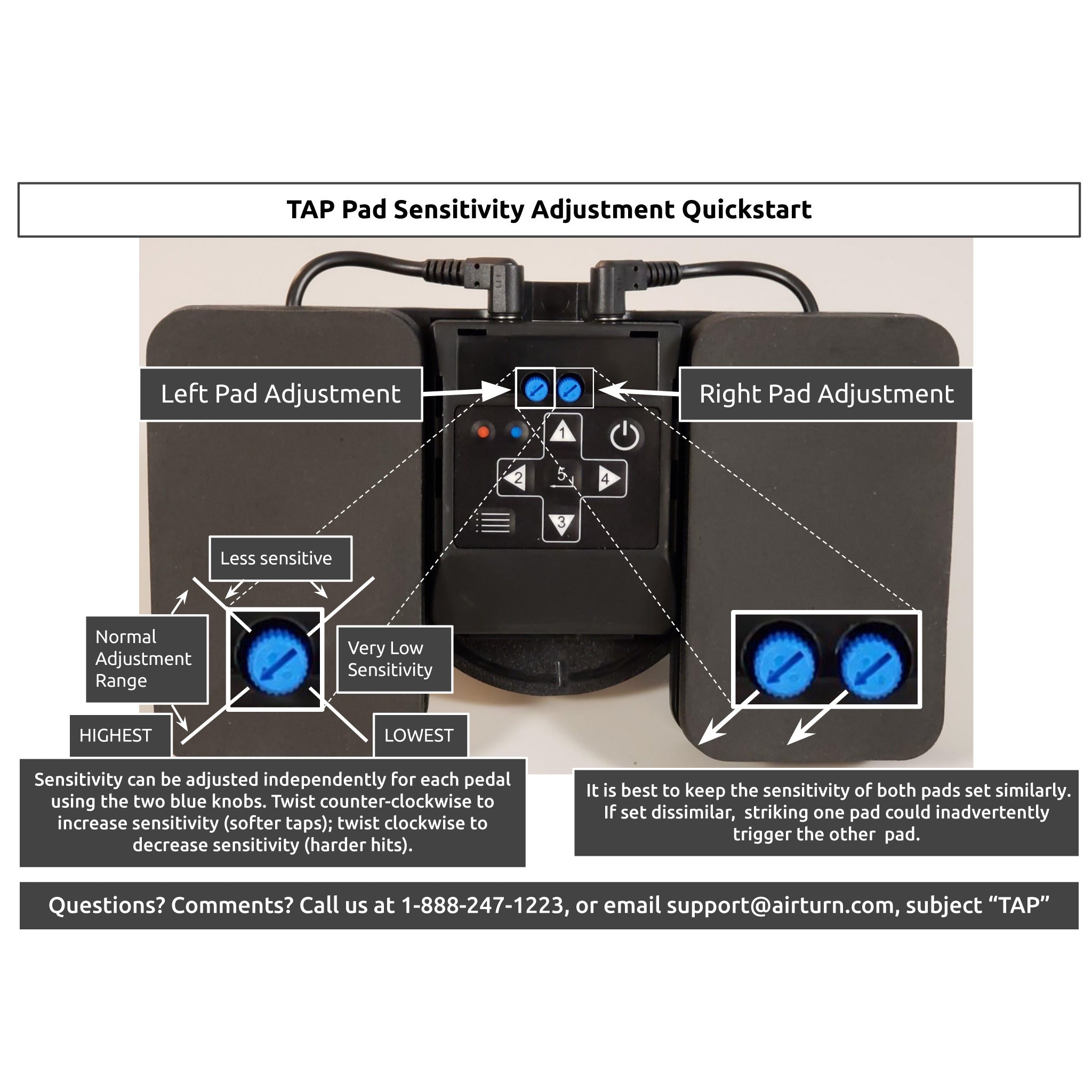 AirTurn TAP Bluetooth Adjustable Trigger Page Turner MIDI DAW App ...